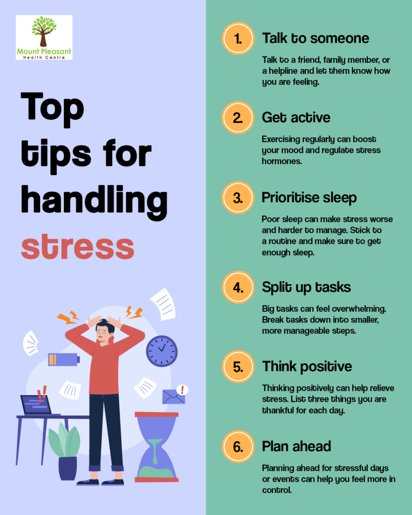 Top Tips for Handling Stress Poster | Mount Pleasant Health Centre